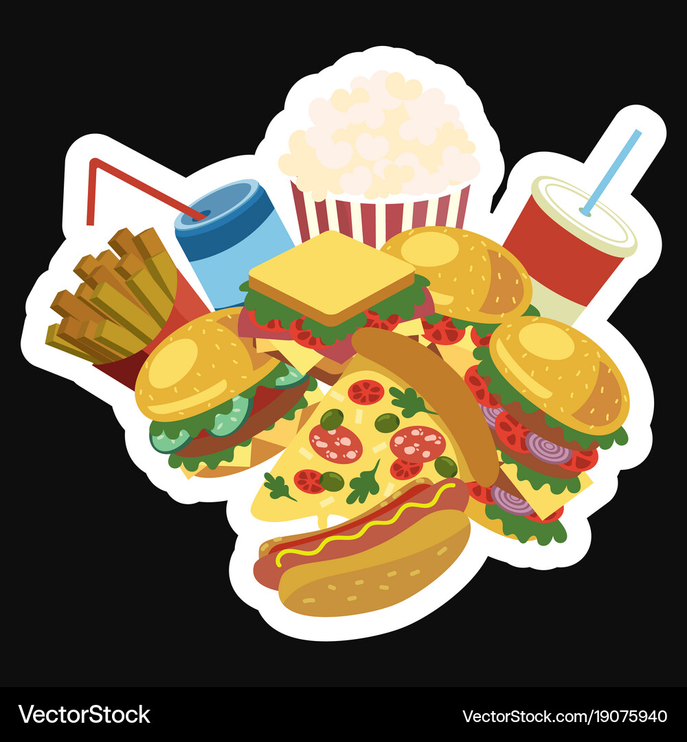 Frame with fast food stylized street Royalty Free Vector