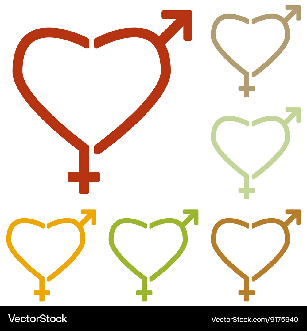 Gender signs in heart shape Royalty Free Vector Image