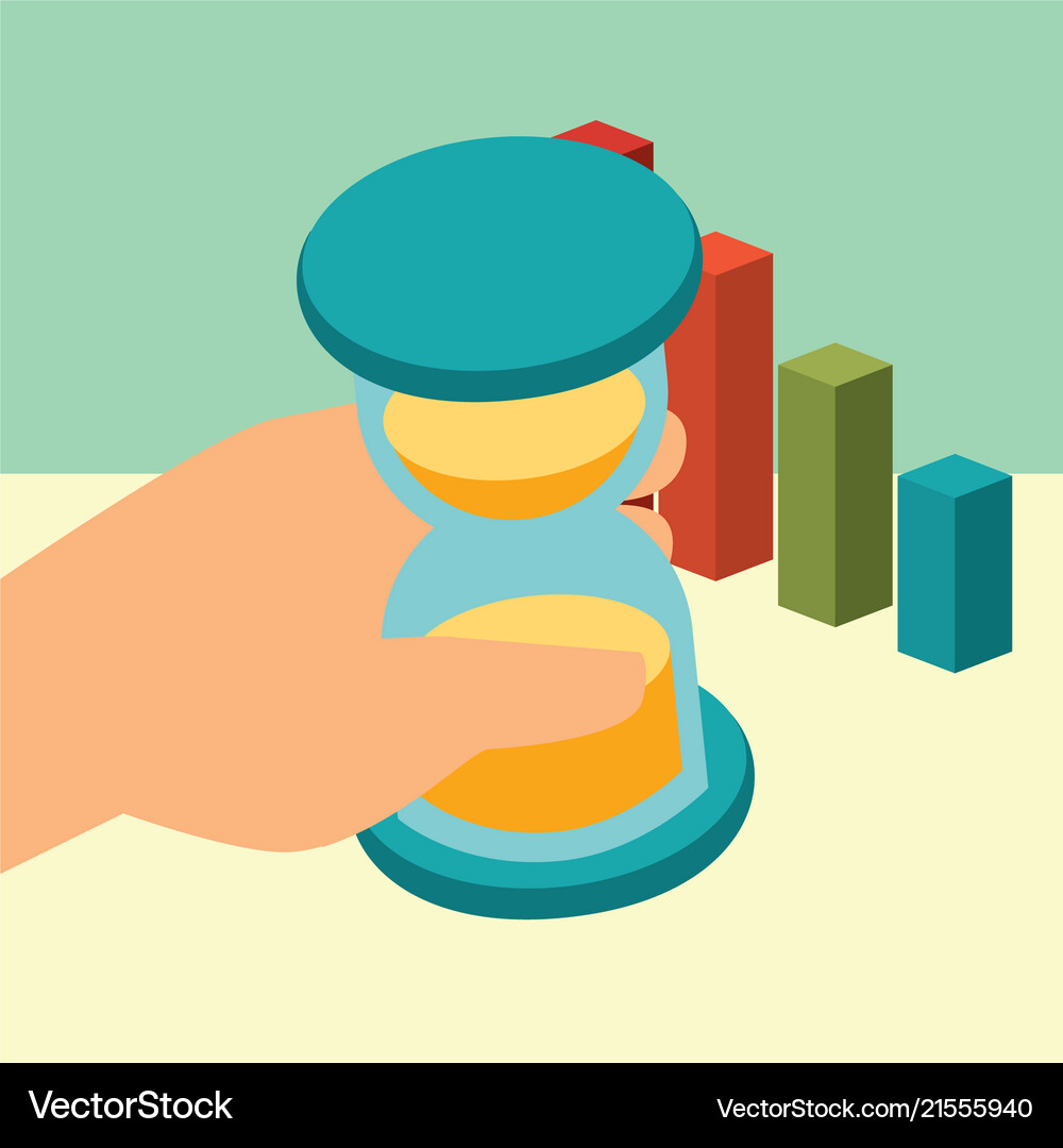 Hand holding business hourglass chart statistics Vector Image