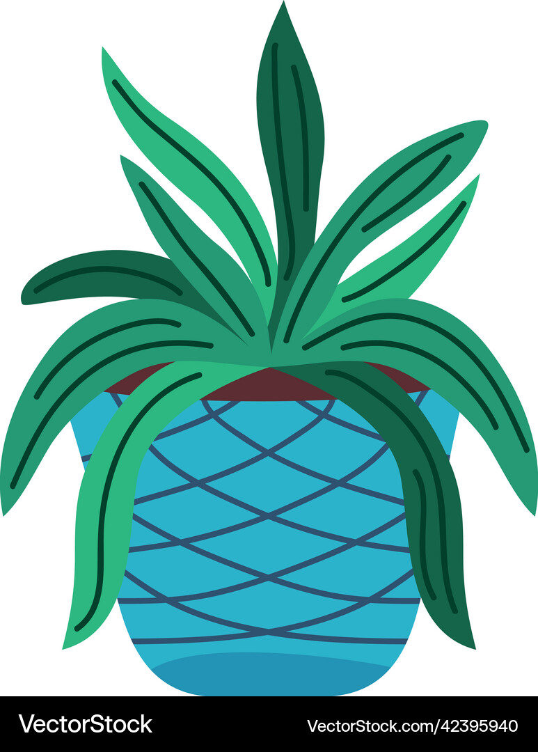 Houseplant in blue pot Royalty Free Vector Image
