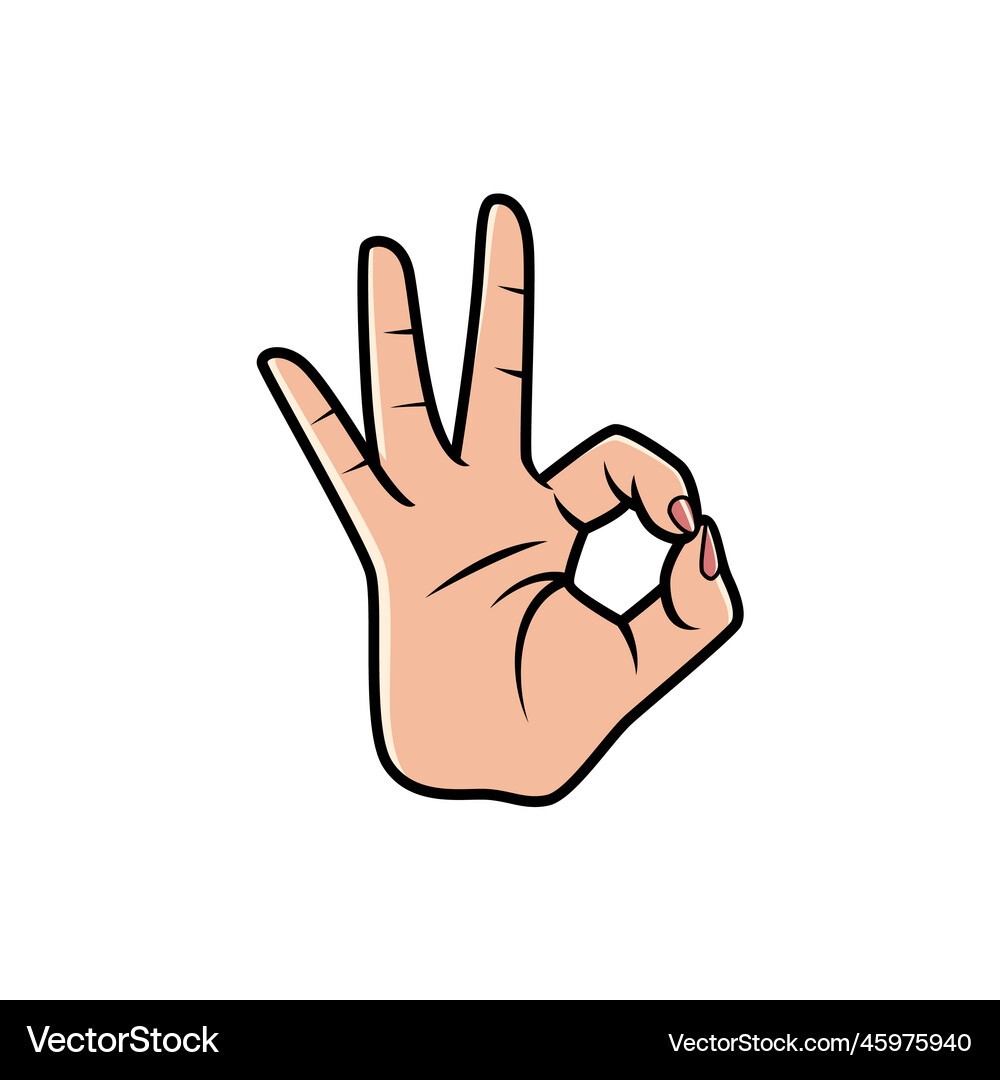 Ok sign hand isolated on a white background Vector Image
