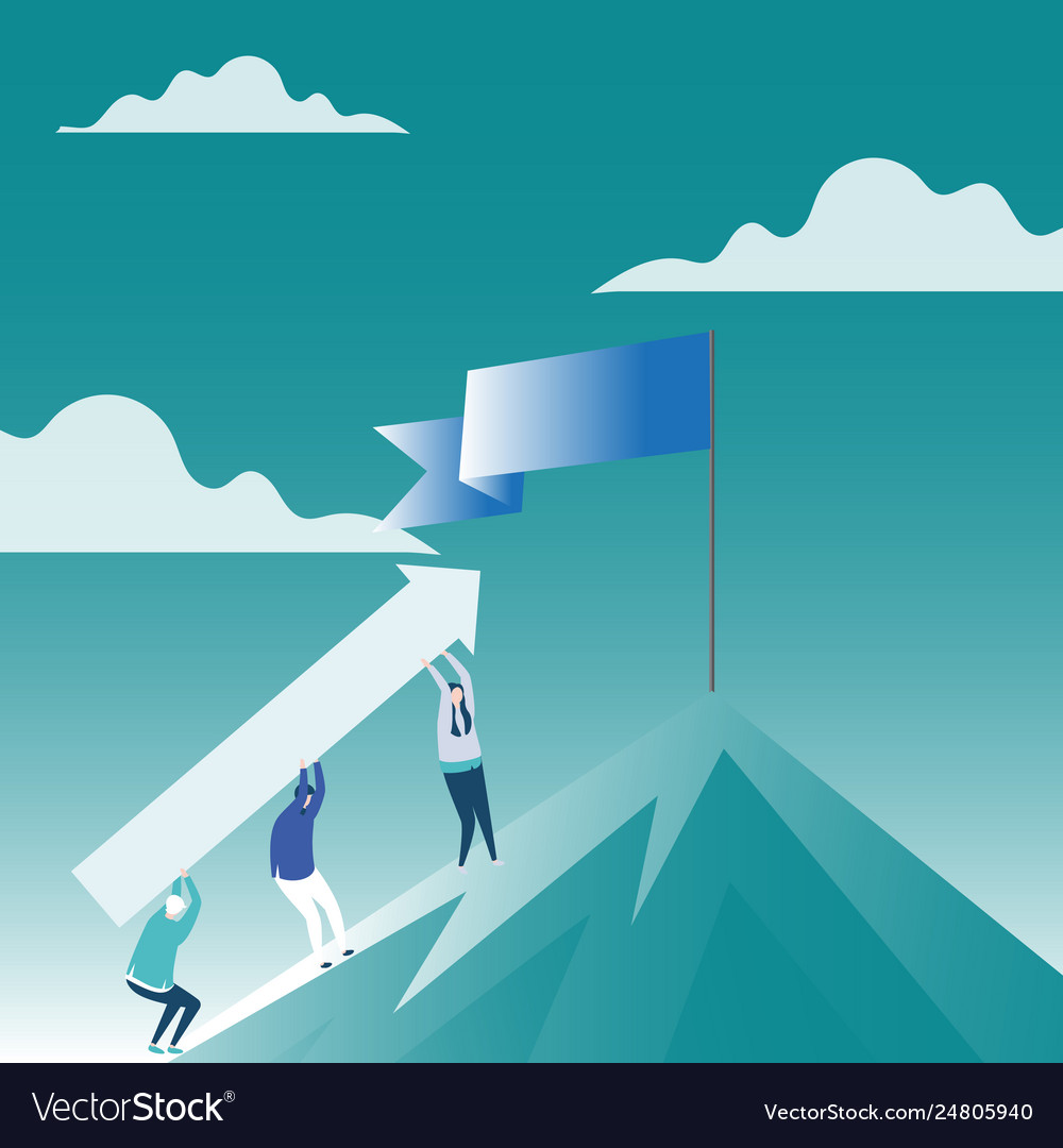 People Carrying Arrow Going Up Royalty Free Vector Image