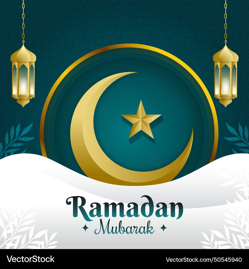 Ramzan mubarak greeting with islamic design Vector Image