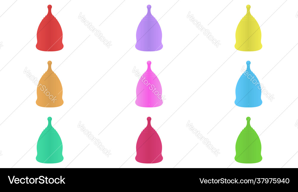 Set menstrual cups in different colors Royalty Free Vector