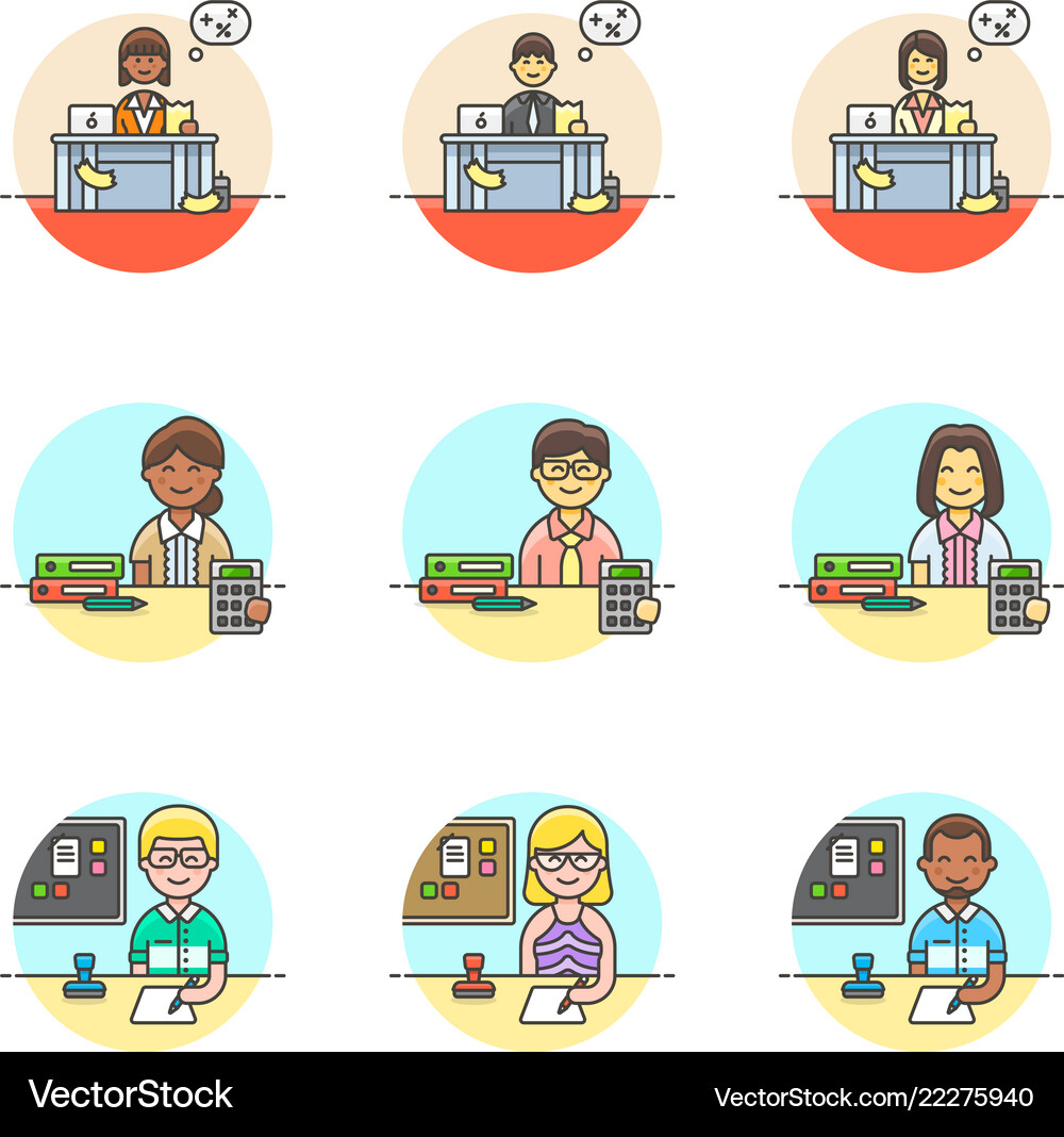 Set of multicolor work icons Royalty Free Vector Image