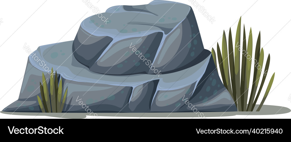 Stone with plant boulders Royalty Free Vector Image