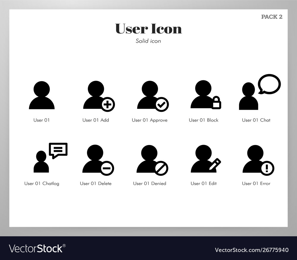 User icons solid pack Royalty Free Vector Image
