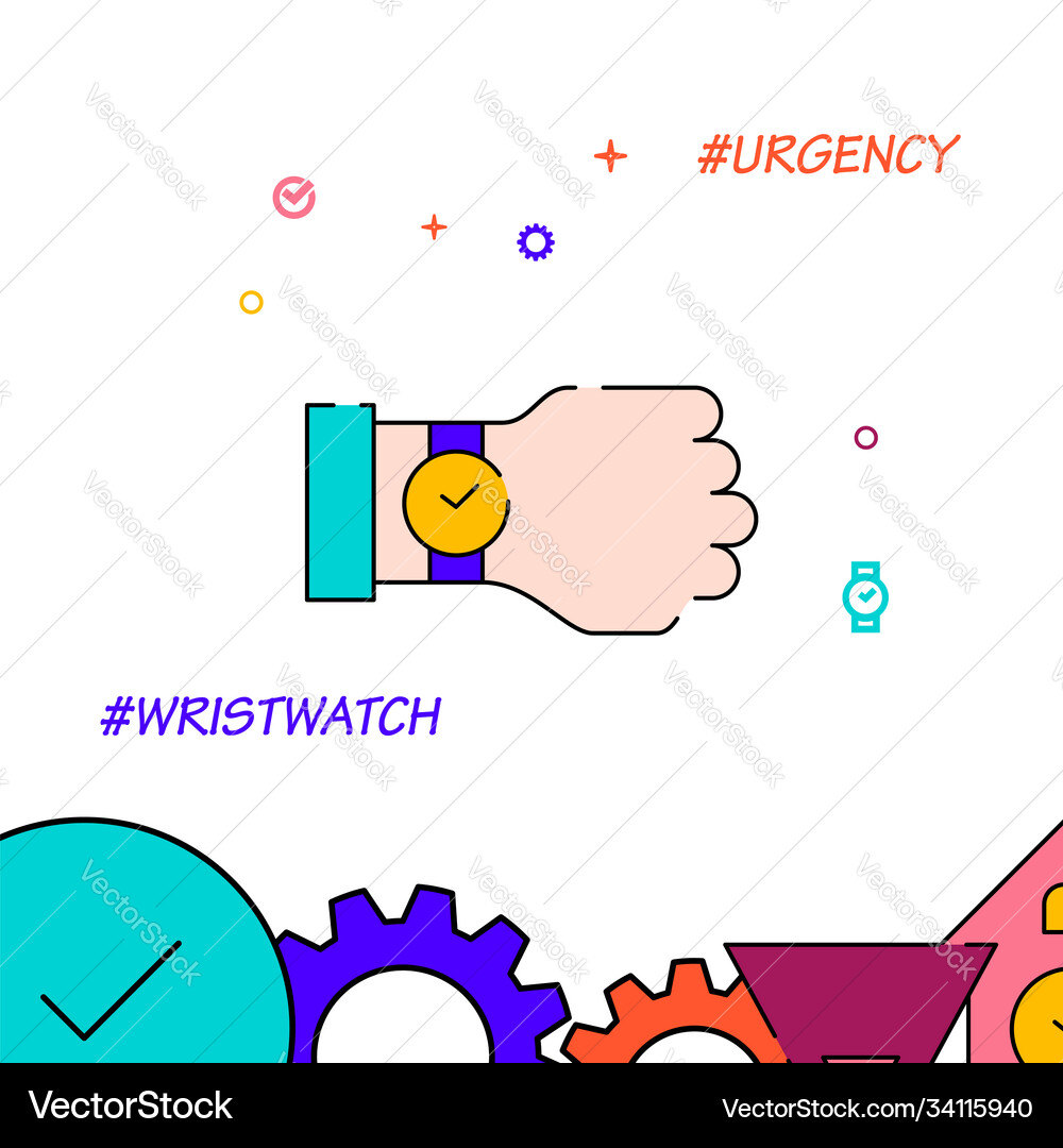 Wristwatch urgency filled line icon simple Vector Image