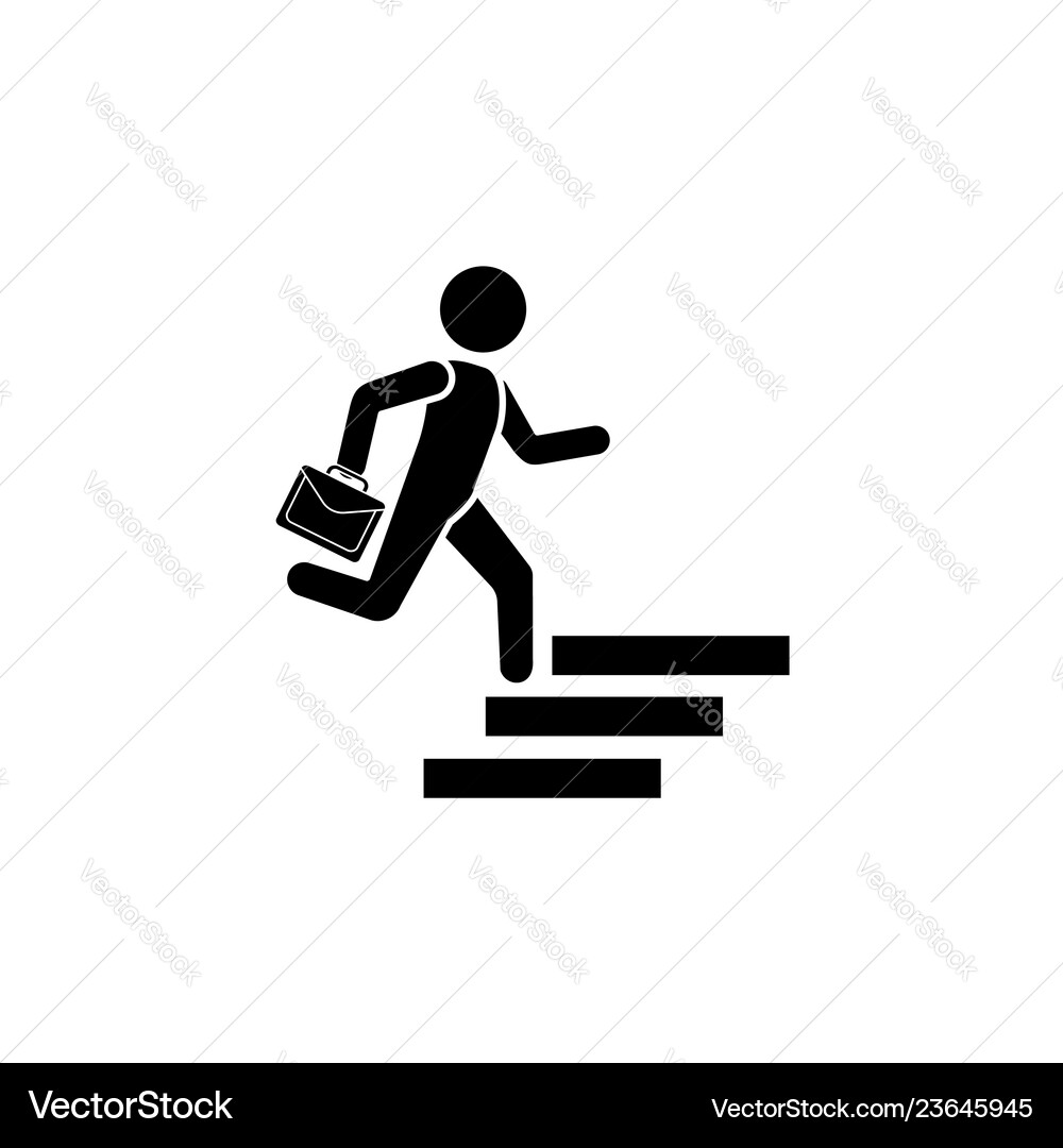 A man with briefcase runs up the stairs Royalty Free Vector