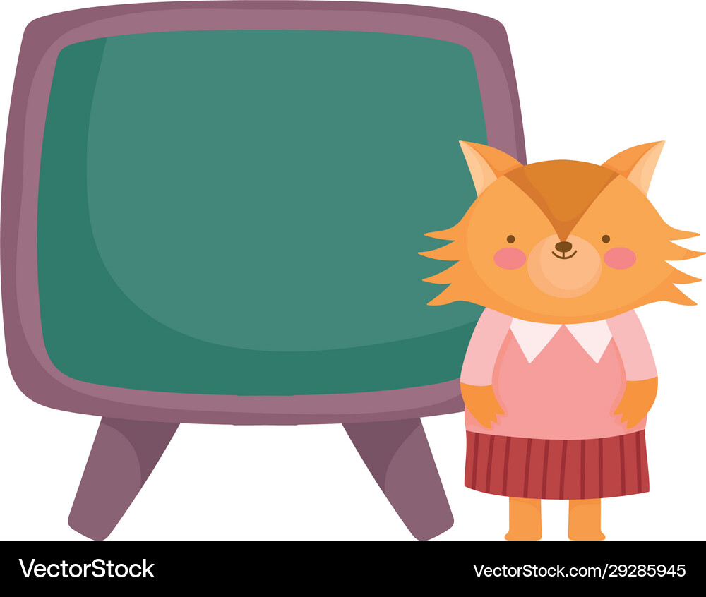 Back to school education cute fox with chalkboard Vector Image