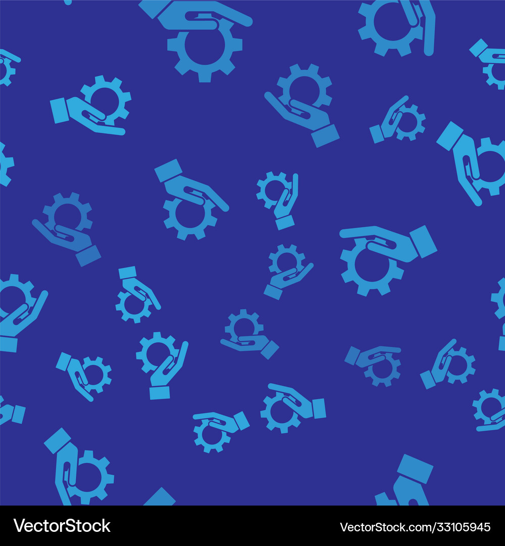 Blue hand settings gear icon isolated seamless Vector Image