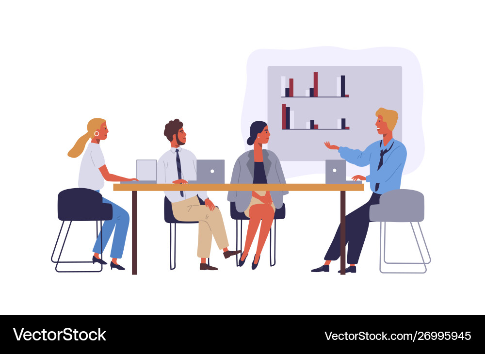 Business people coworking space flat Royalty Free Vector