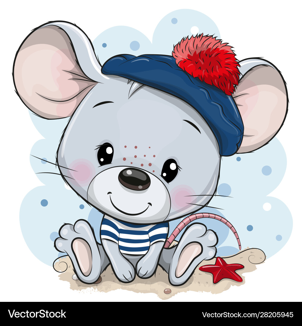 Cartoon mouse in sailor costume Royalty Free Vector Image