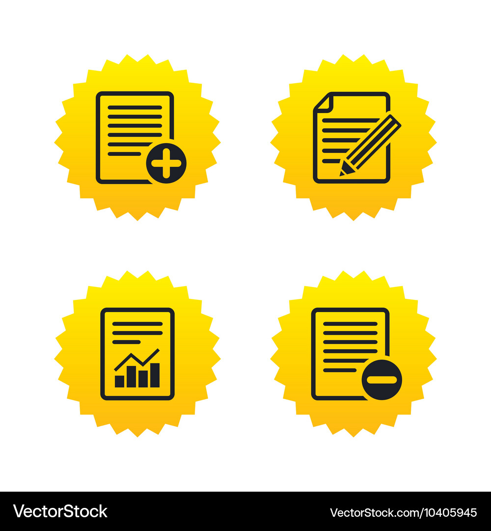 Document icons file with chart graph Royalty Free Vector