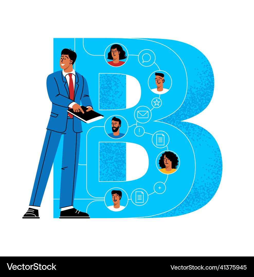 English alphabet with people characters Royalty Free Vector