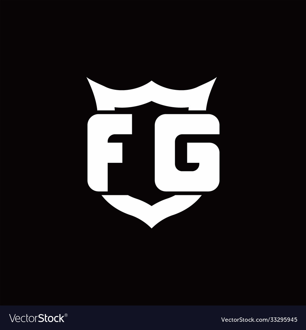 Fg logo monogram with shield around crown shape Vector Image