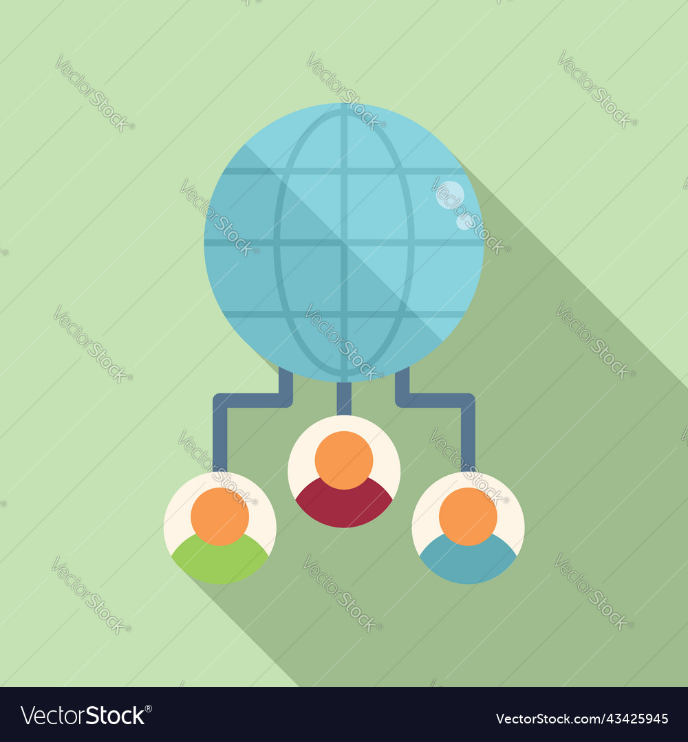 Global Customer Database Icon Flat Crm Royalty Free Vector