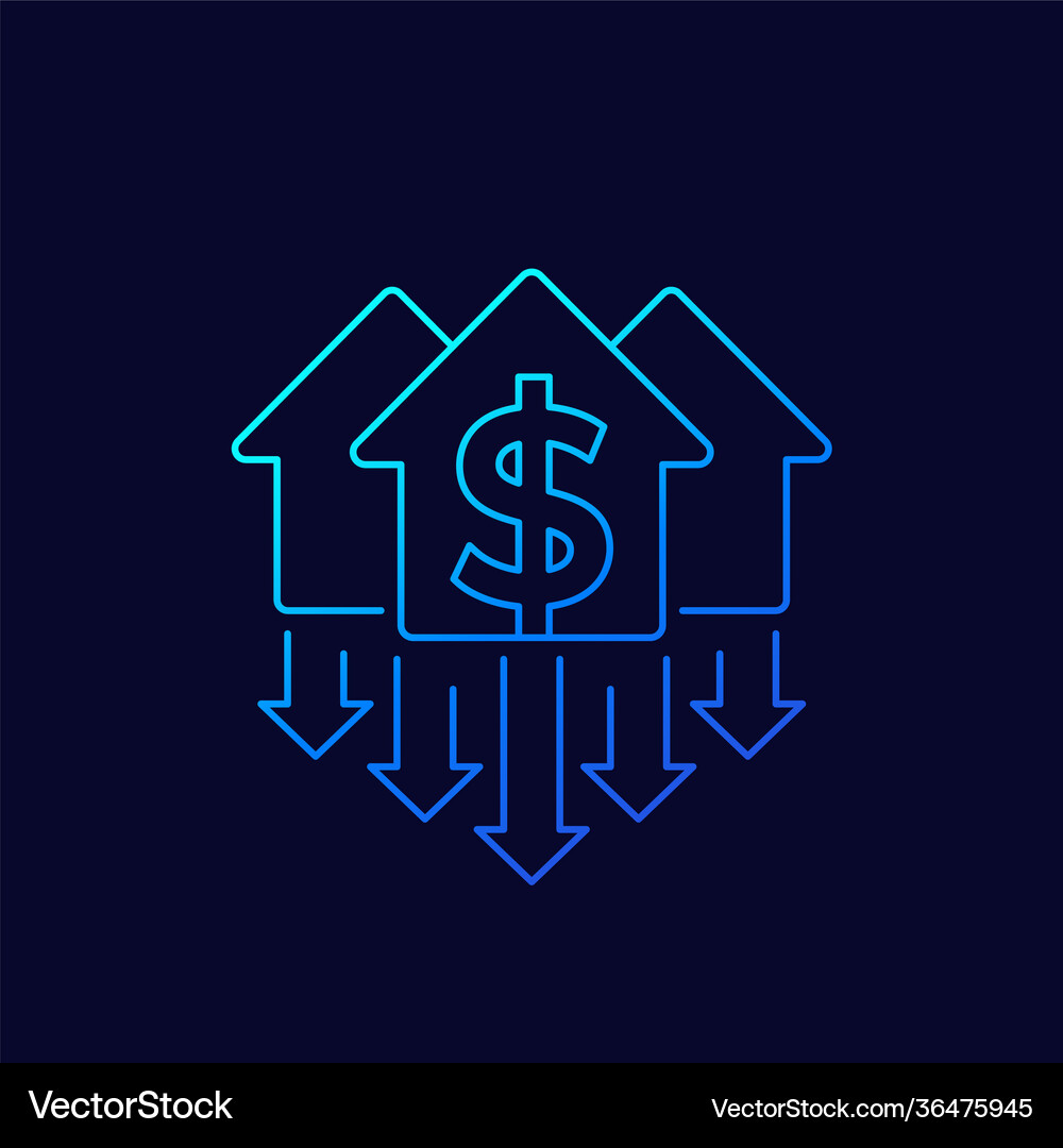 House prices decline and property value down icon Vector Image