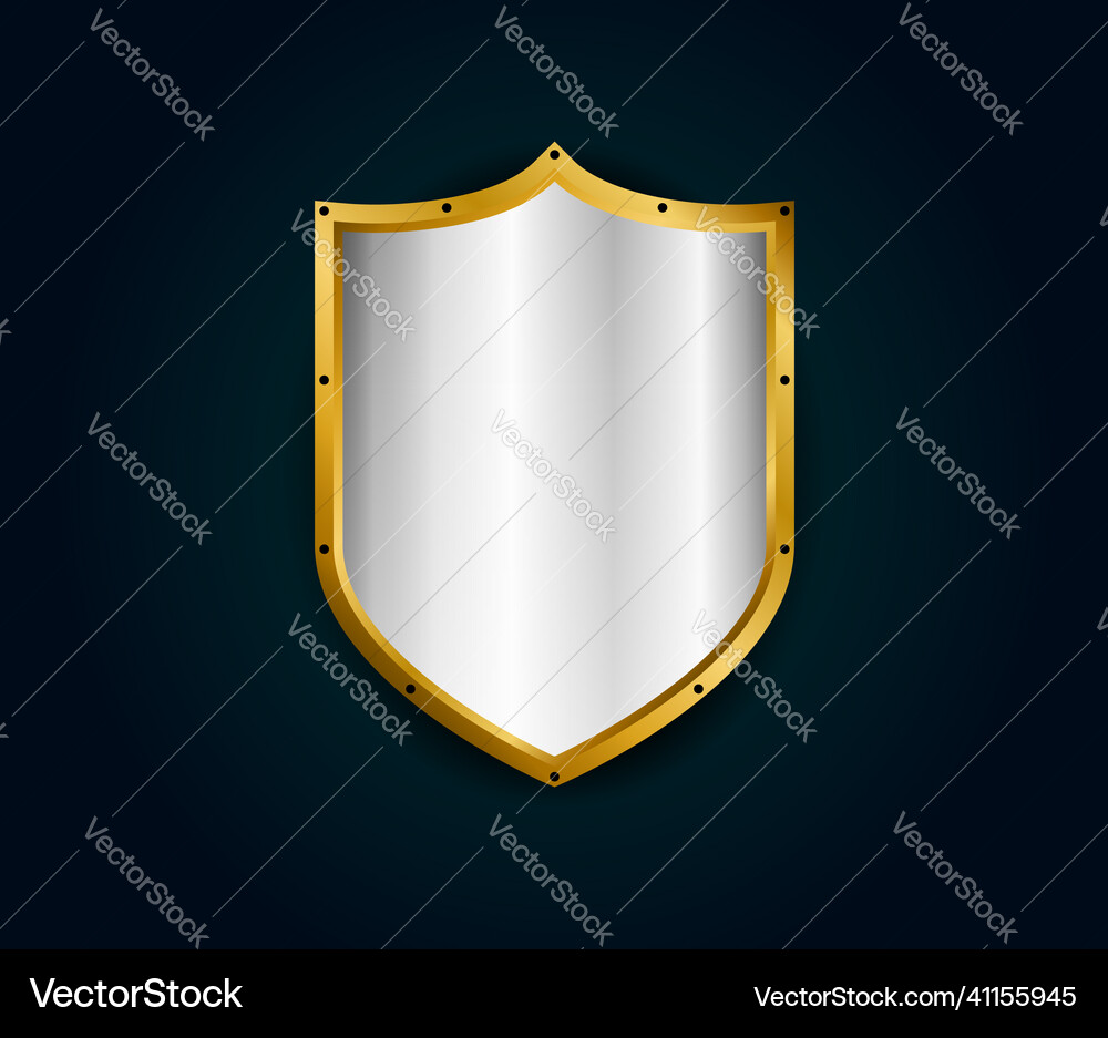 Metal realistic shield silver with gold royal Vector Image
