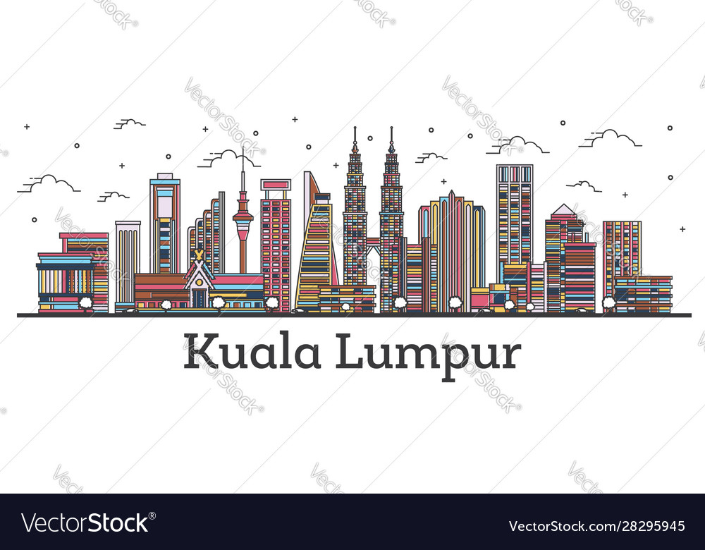 Outline kuala lumpur malaysia city skyline Vector Image Outline kuala lumpur malaysia city skyline Vector Image