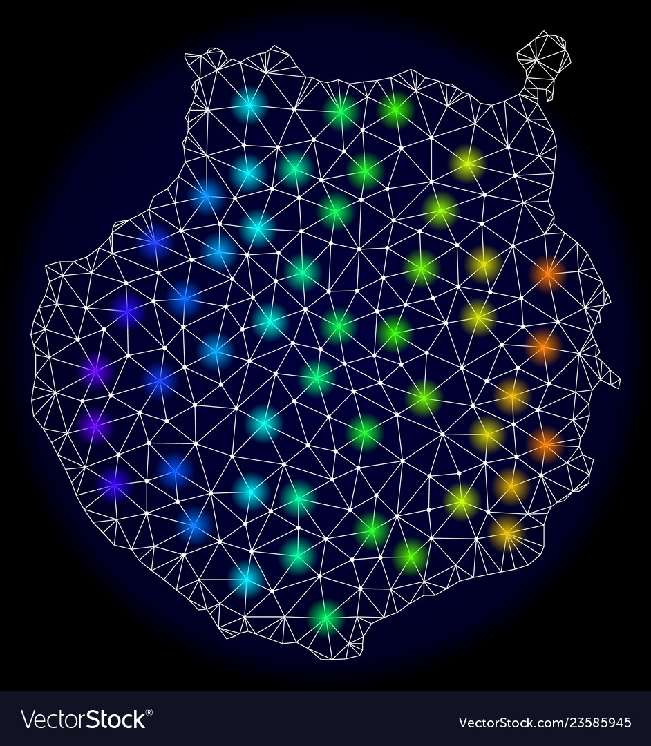 Polygonal network mesh map gran canaria Royalty Free Vector