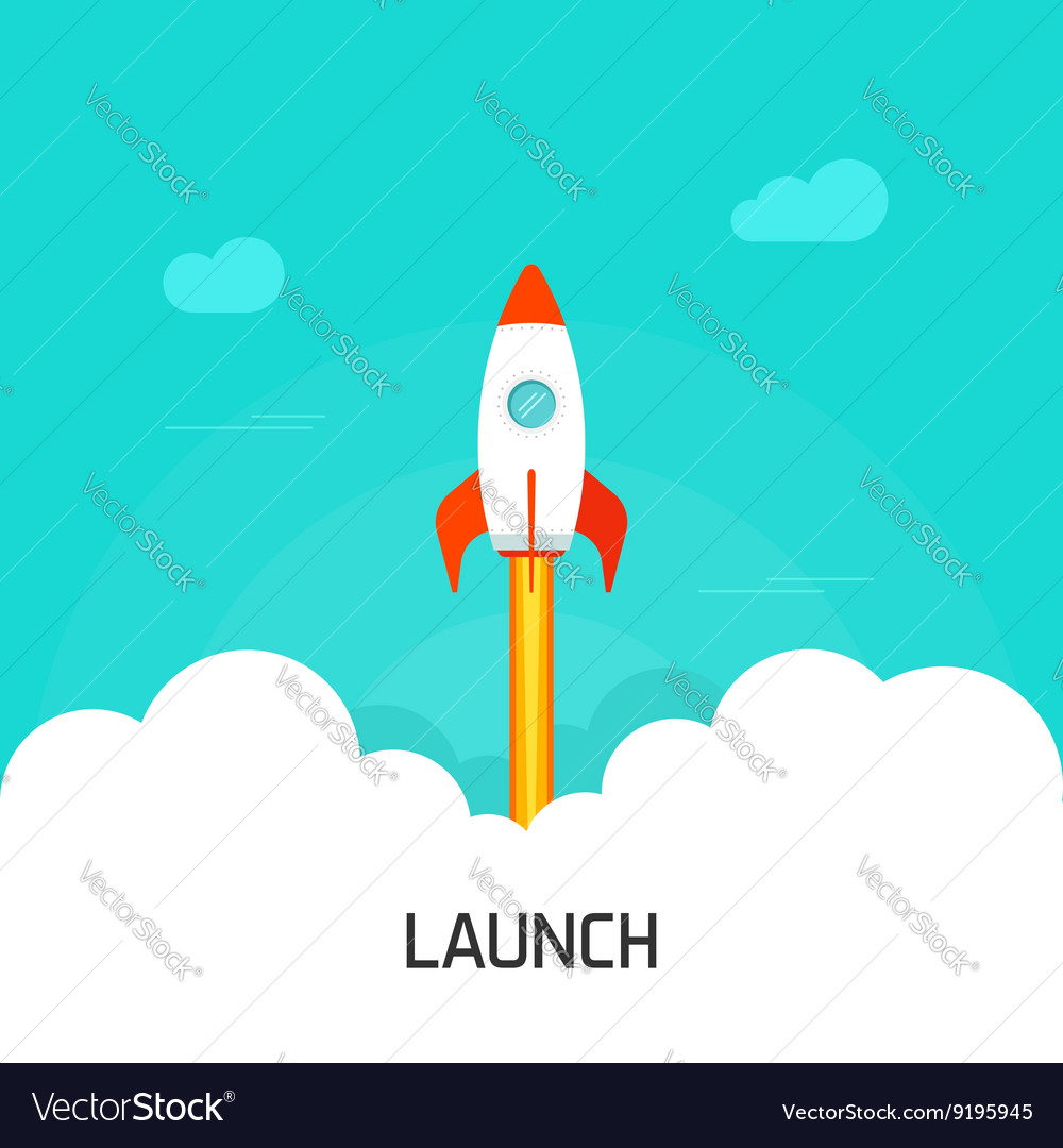 Rocket launch concept Royalty Free Vector Image