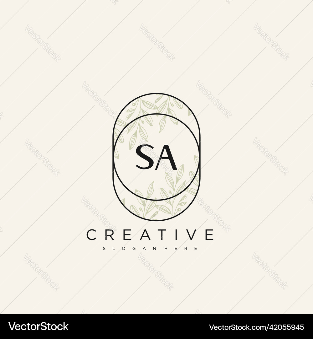 Sa initial letter flower logo template premium art