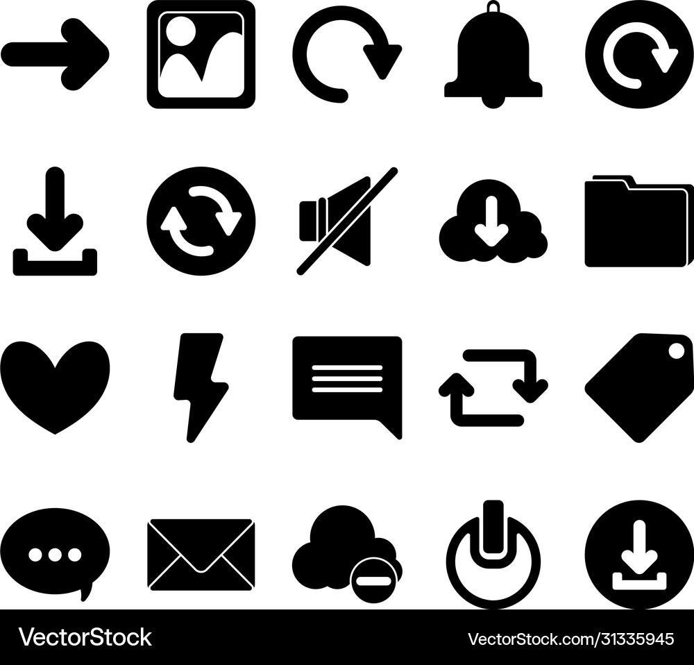 Social media and web silhouette style icon set Vector Image