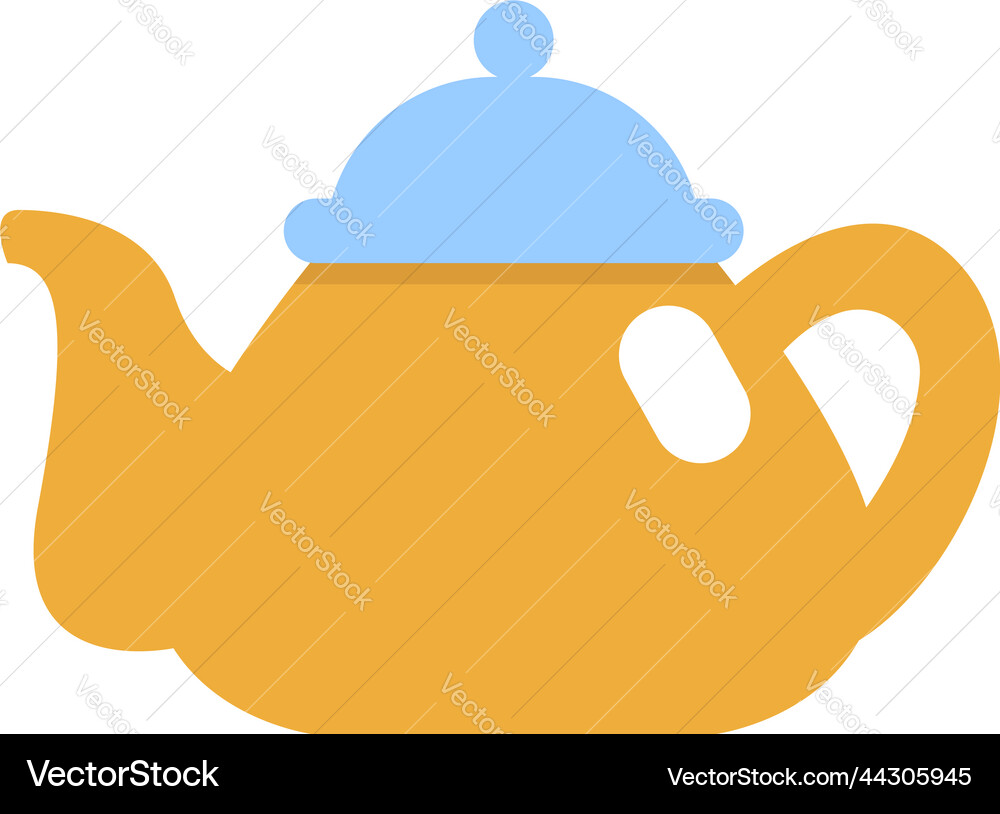 Yellow teapot with blue lid on a white background Vector Image