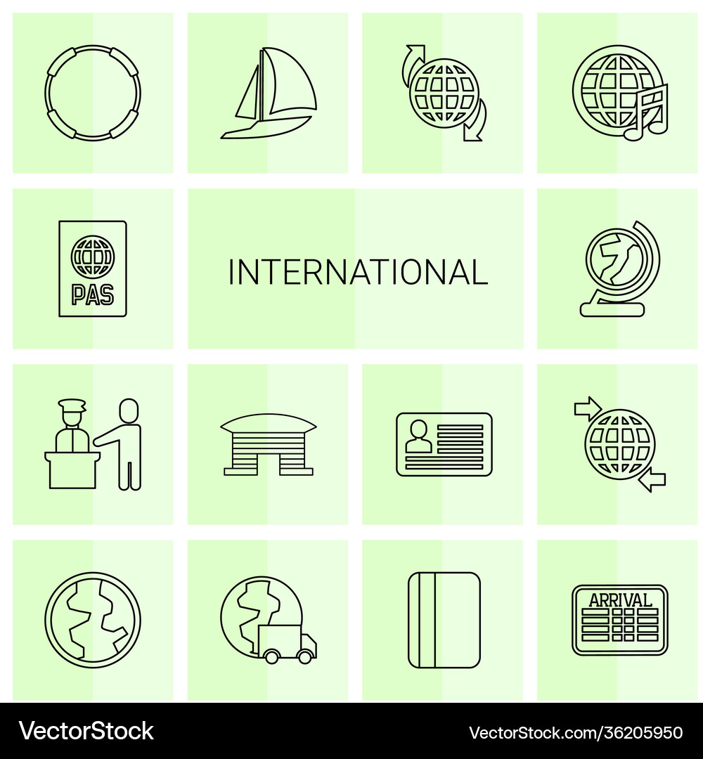 14 international icons Royalty Free Vector Image