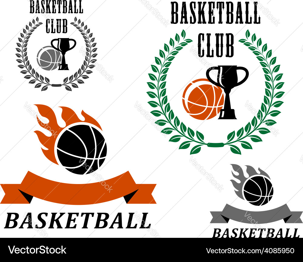 Basketball game emblems and symbols Royalty Free Vector