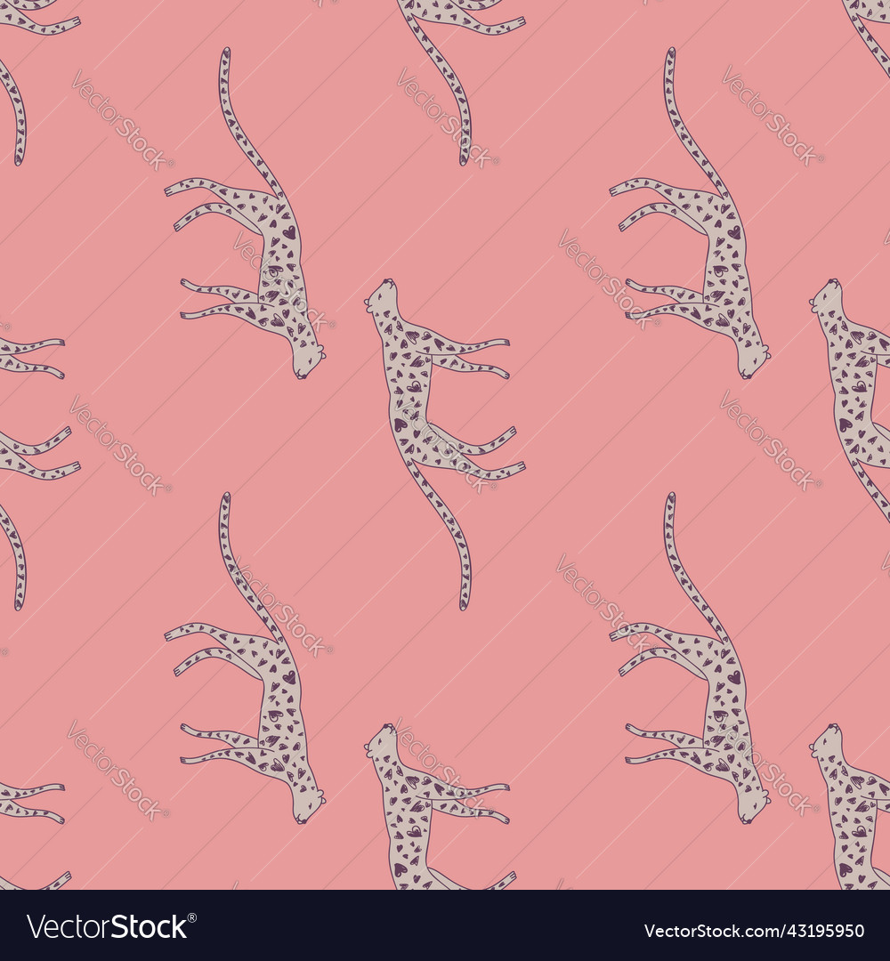 Hand drawn cute leopard seamless pattern doodle Vector Image Hand drawn cute leopard seamless pattern doodle Vector Image