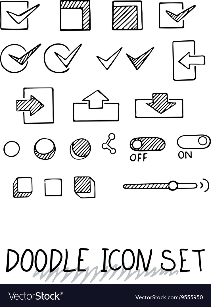 Hand drawn icons set website development Vector Image