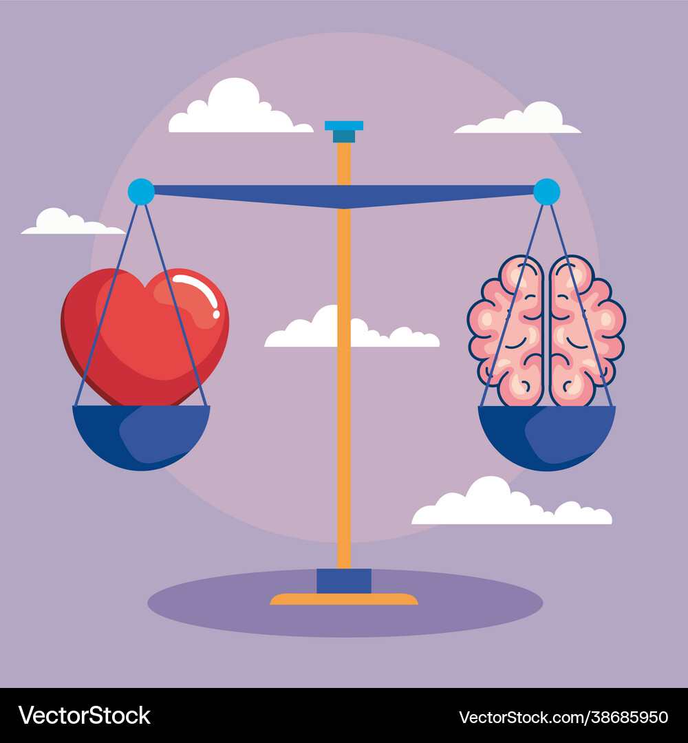 Heart and brain balance Royalty Free Vector Image