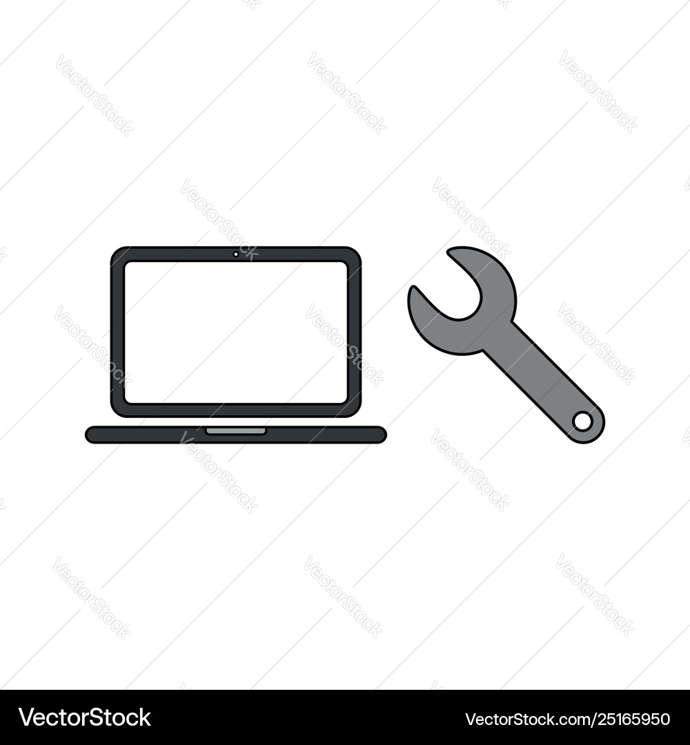 Icon concept repair laptop computer Royalty Free Vector
