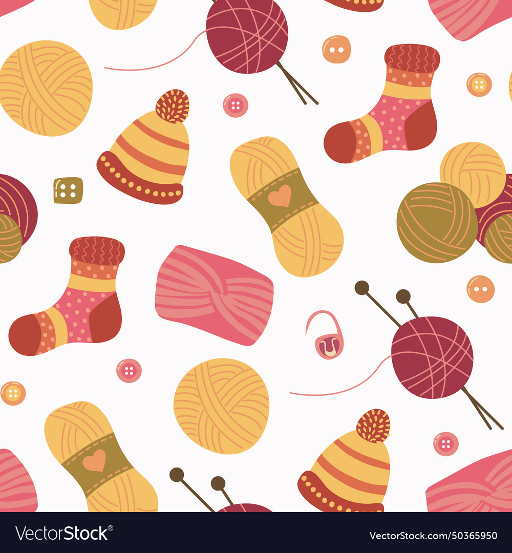 Knitting a seamless pattern Royalty Free Vector Image