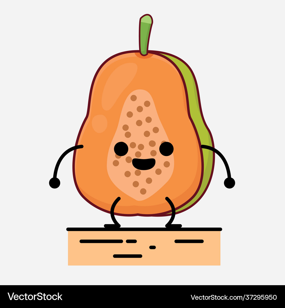 Papaya fruit cute character with simple face Vector Image