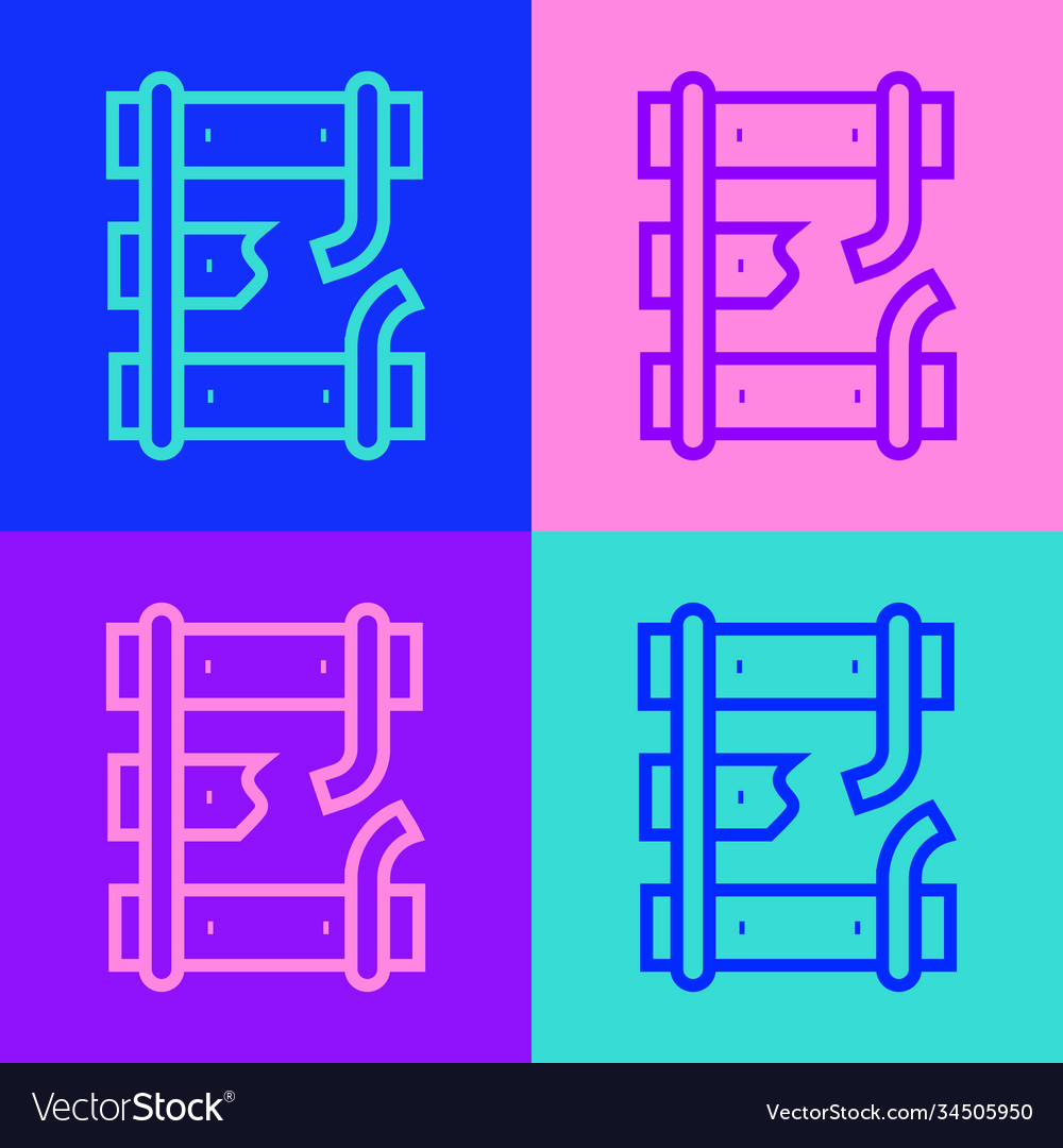 Pop art line broken or cracked rails on a railway Vector Image