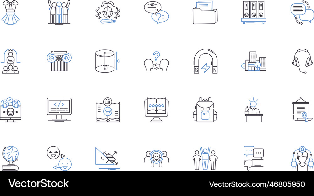 Preparing candidates line icons collection Vector Image