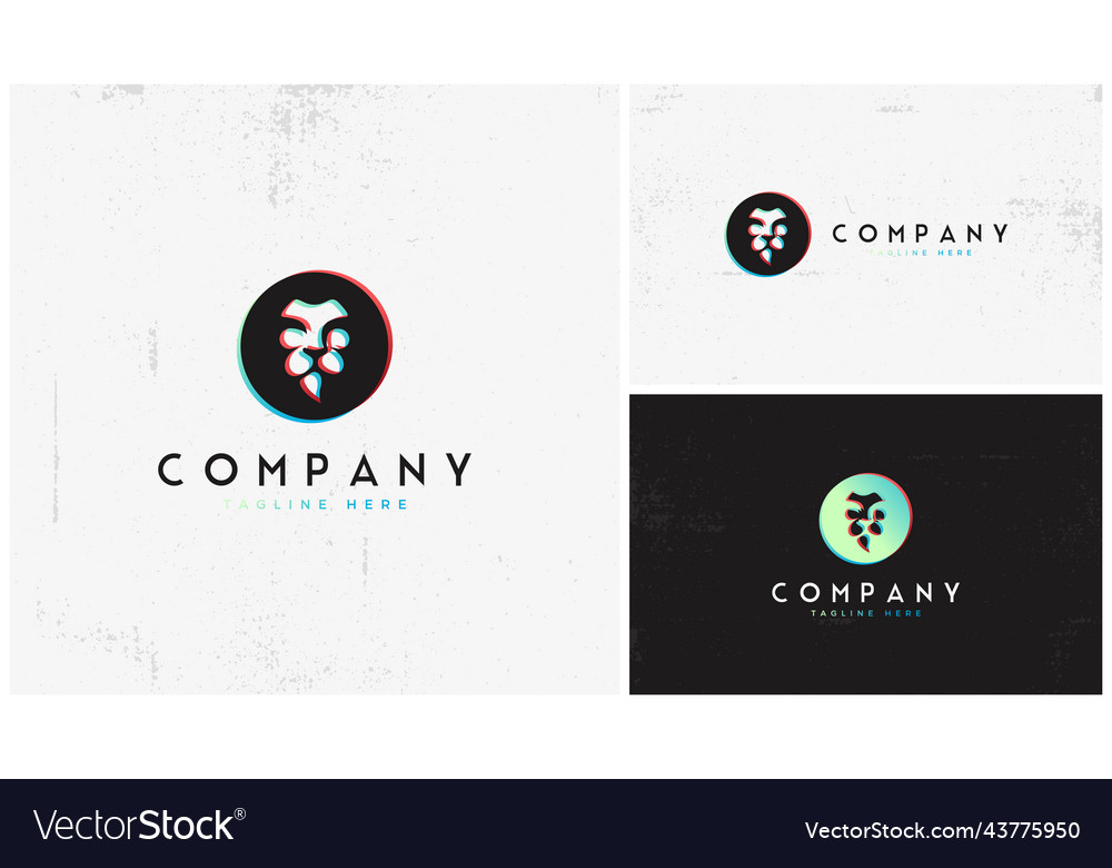 Retro blur circle lion logo Royalty Free Vector Image