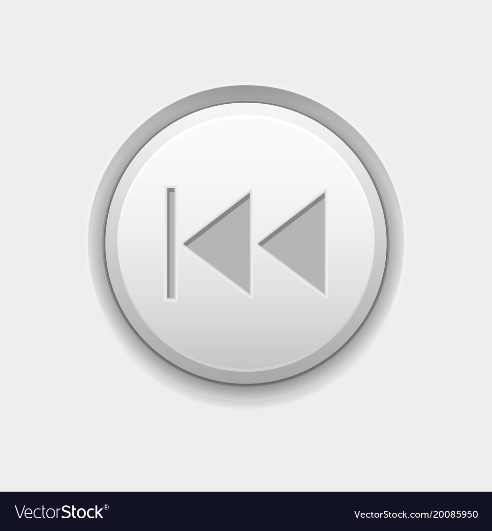 Rewind round white interface button Royalty Free Vector