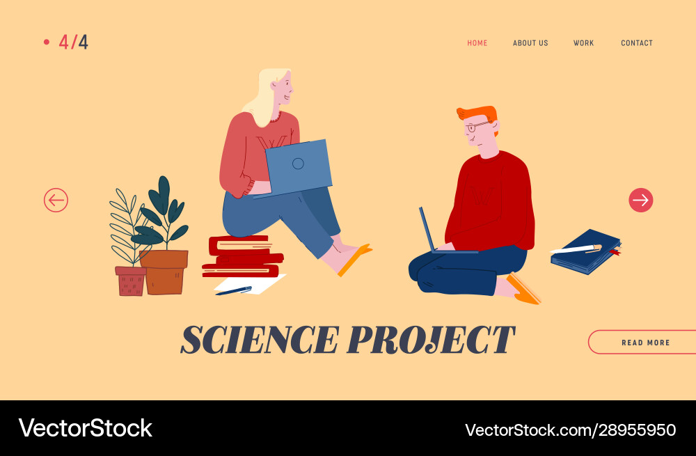 Science project website landing page man and Vector Image