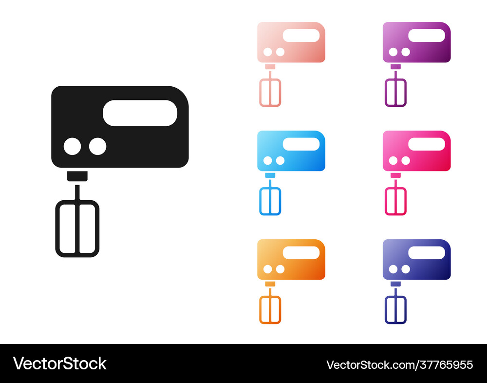 Black electric mixer icon isolated on white Vector Image