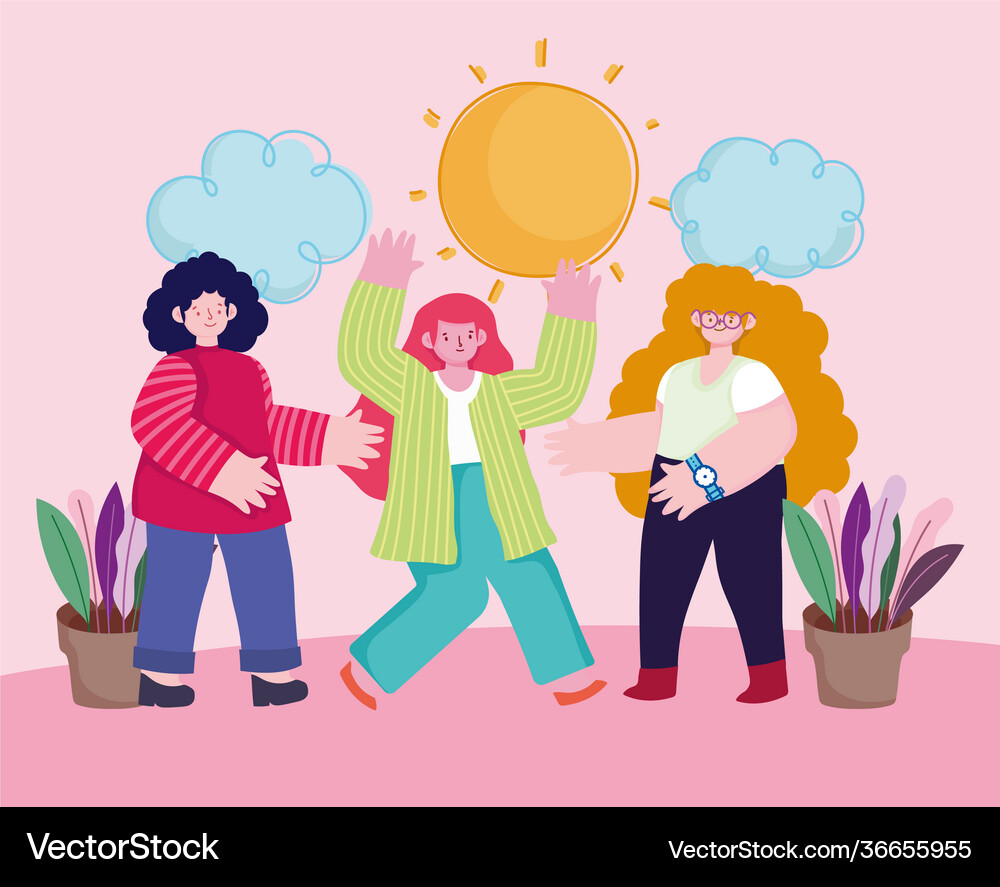 Cartoon women together Royalty Free Vector Image