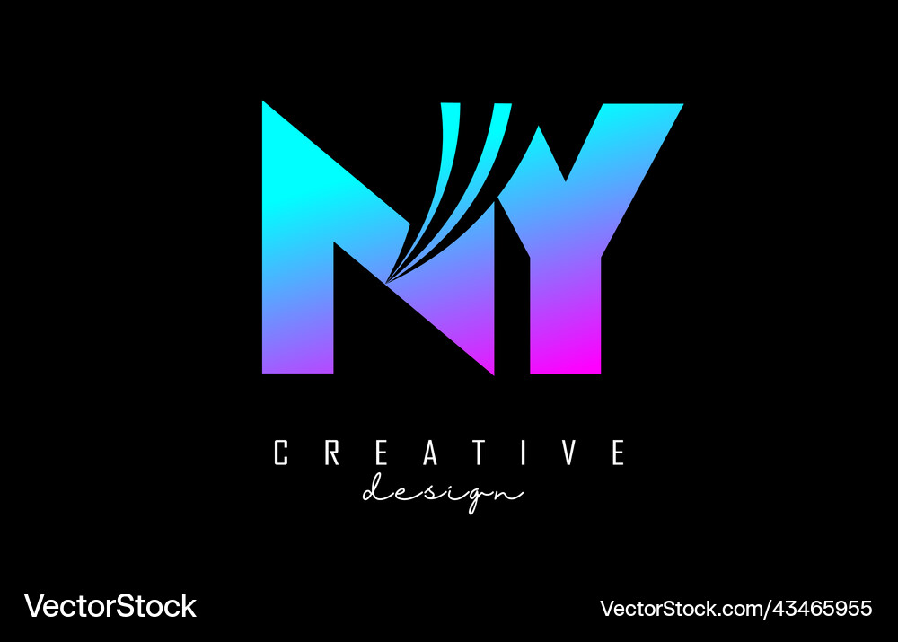 Creative colorful letters ny n y logo Royalty Free Vector
