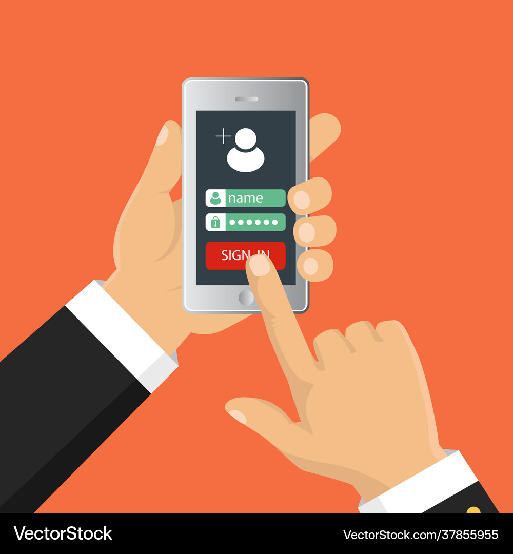 Flat design sign in page on smartphone screen Vector Image