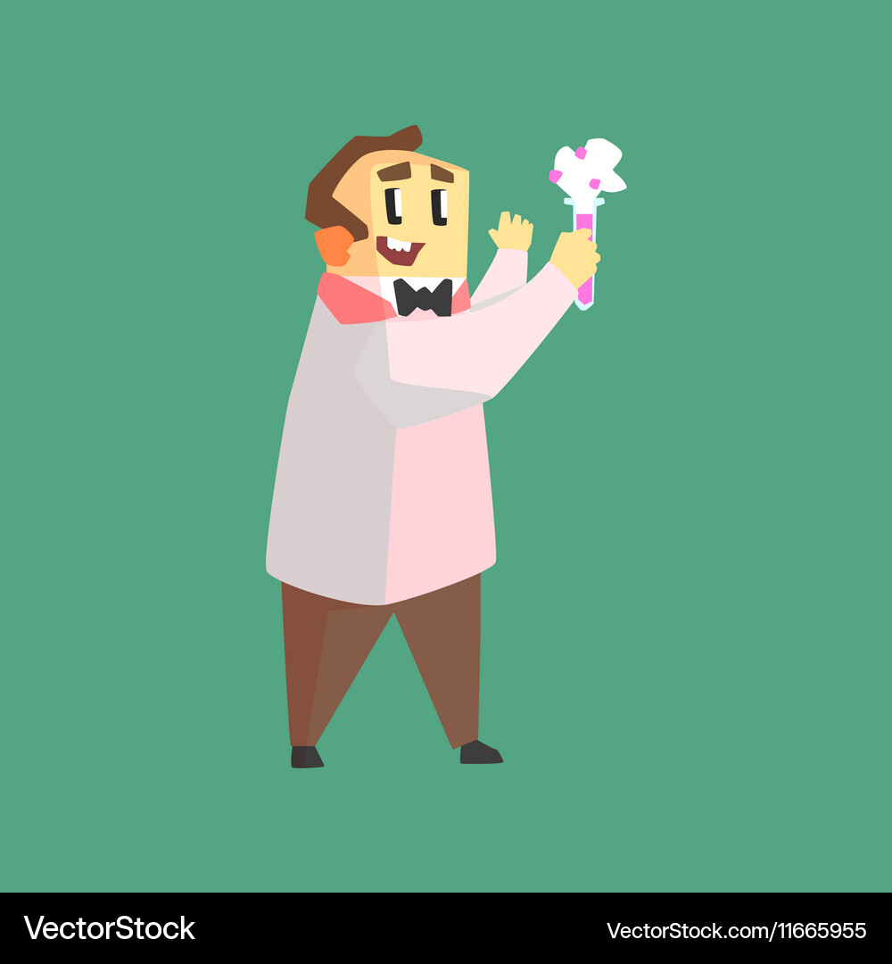 Funny scientist in lab coat doing chemical Vector Image