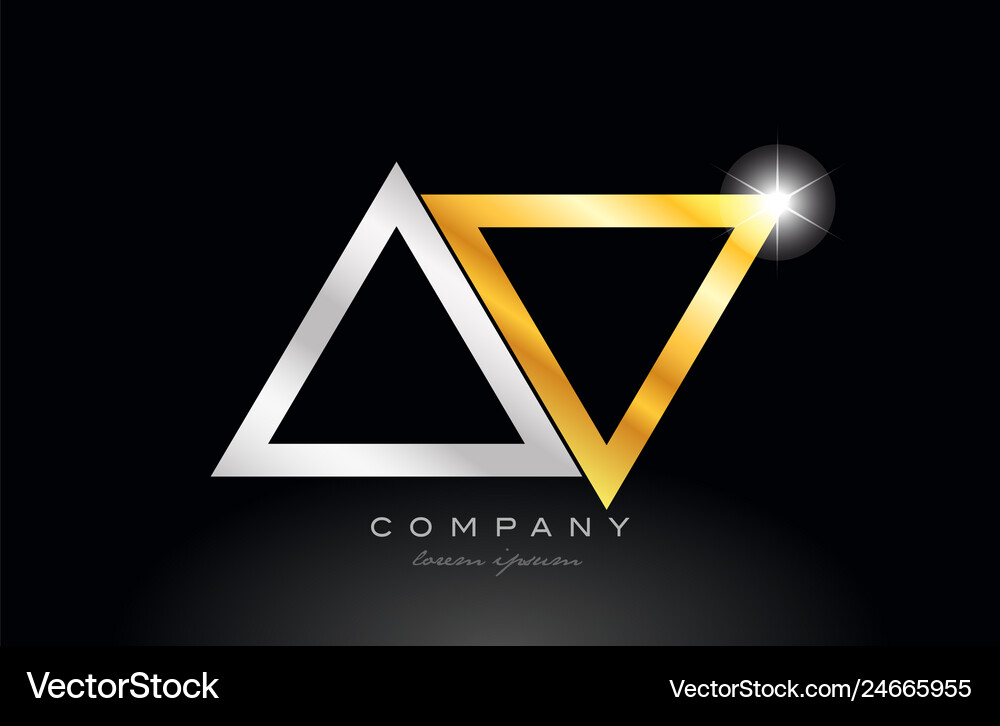 Gold silver alphabet letter av a v combination Vector Image