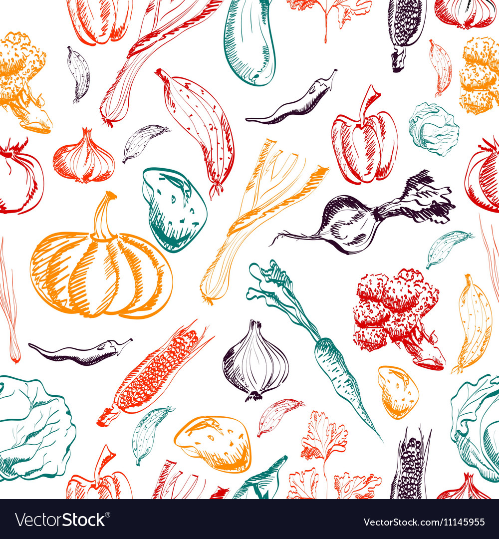 Hand Drawn Vegetable Pattern Royalty Free Vector Image