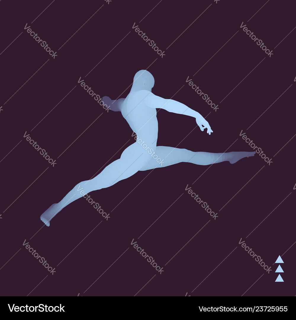 Jumping man gymnast 3d human body model Royalty Free Vector